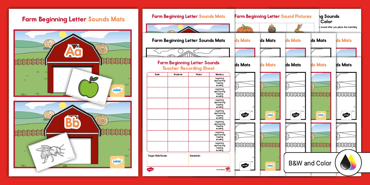 Farm Beginning Letter Sounds Small Group Activity for PK-K