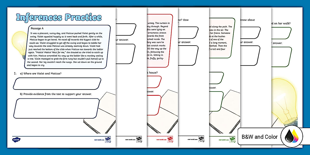 Inferences Reading Practice Activity for 6th-8th Grade
