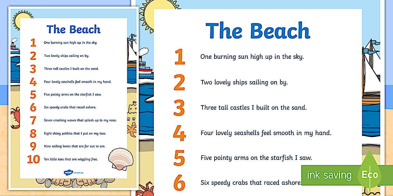The Beach Mathematics Counting Display Poster (teacher made)