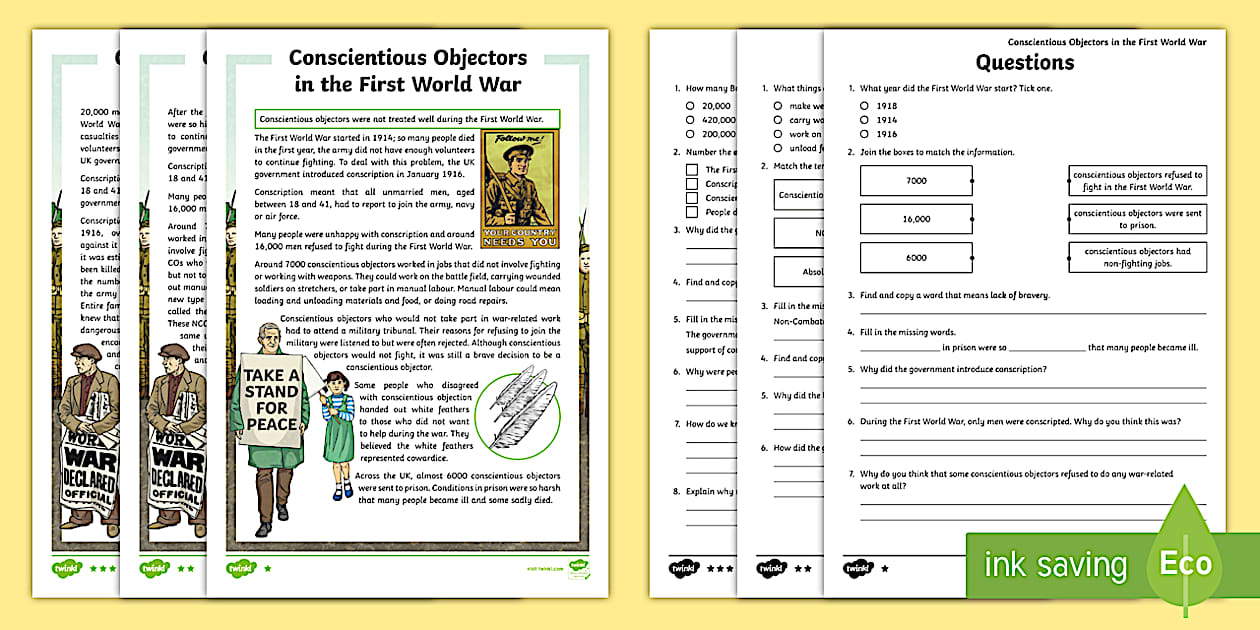 Conscientious Objectors in the First World War Differentiated Reading