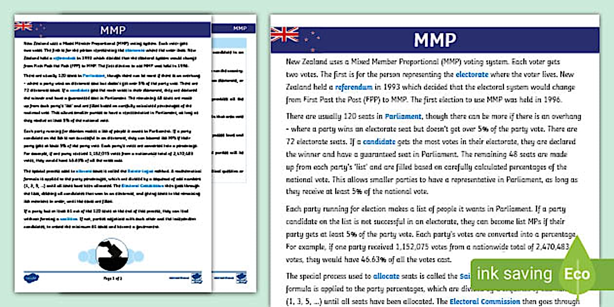 MMP - New Zealand Election Fact File (teacher made) - Twinkl