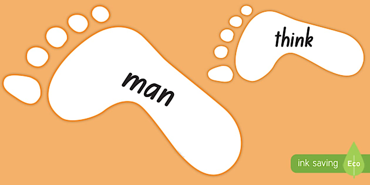 New Zealand Orange Sight Words on Footprints Display Cut-Outs