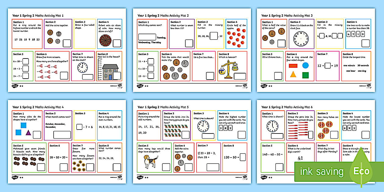 Year 1 Spring 2 Maths Activity Mats - Twinkl