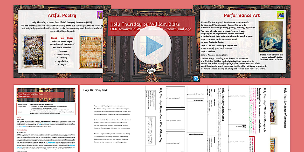 William Blake Holy Thursday | Poetry Teaching Pack | Y 7-11