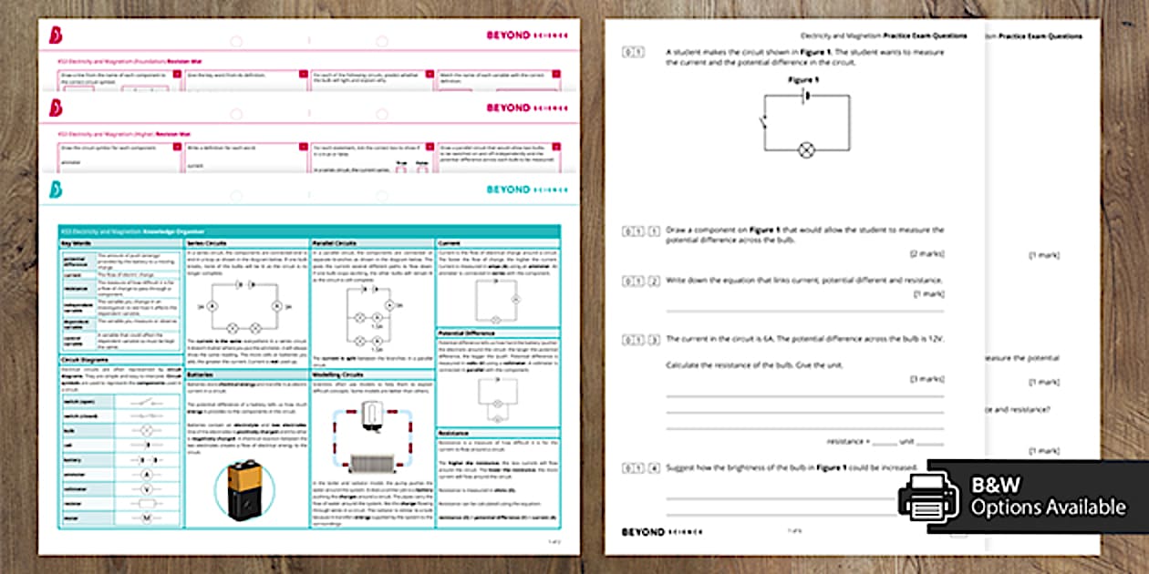 Year 7 - Year 10 Science Electricity and Magnetism Revision Pack