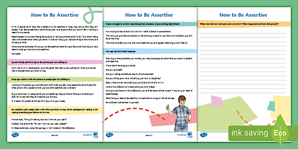 How to Be Assertive Sheet - Assertiveness Training Materials