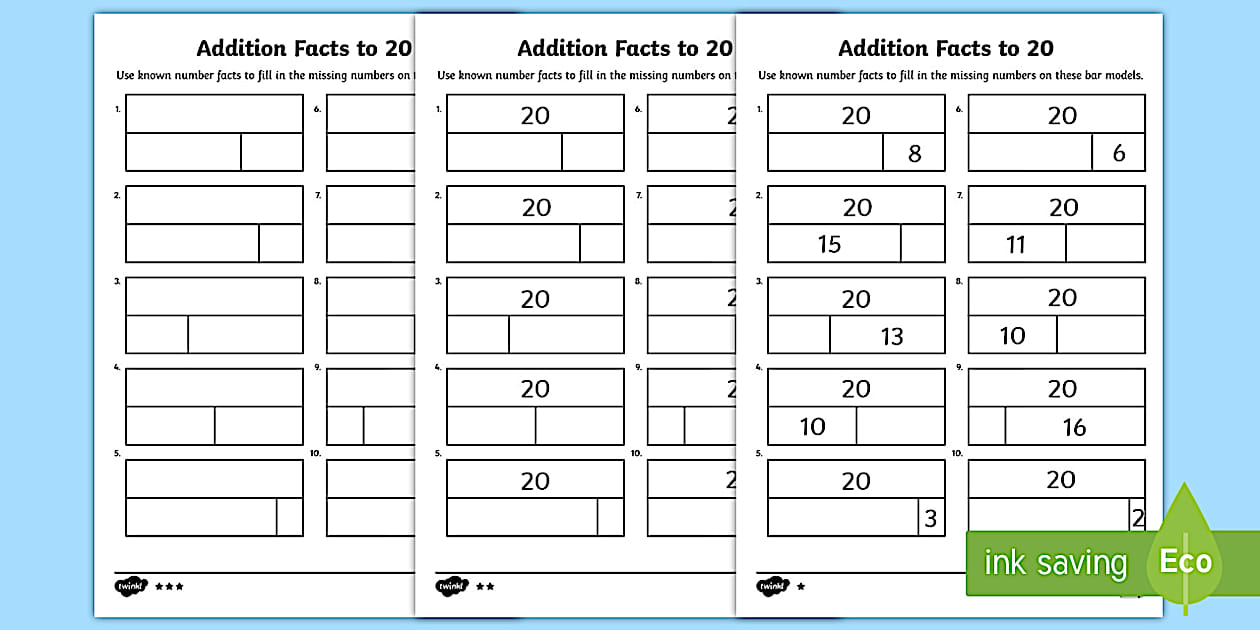 Addition and Subtraction Fact Families to 20 - Twinkl