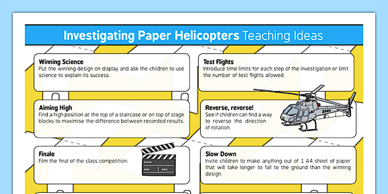 Rotocopter Lesson Plan-Investigating Paper Helicopters Ideas