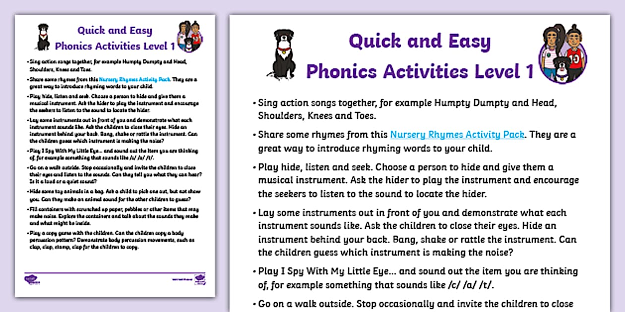 Twinkl Phonics Quick and Easy Phonics Activities - Level 1
