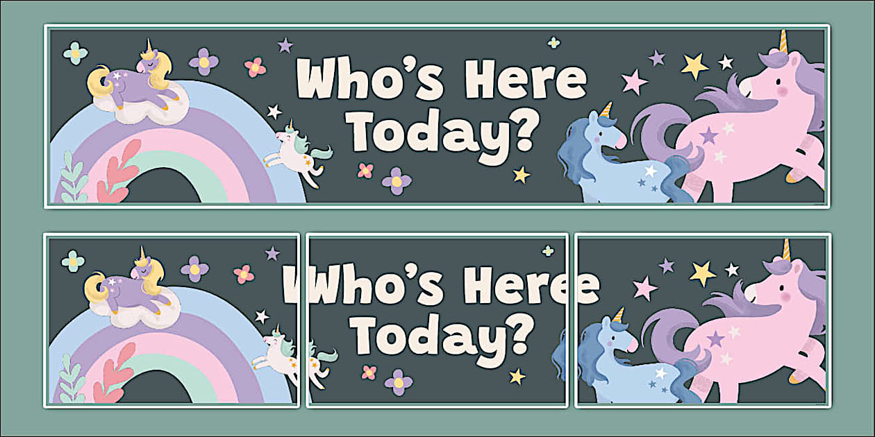 Unicorn-Themed Who's Here Today? Display Banner - Twinkl