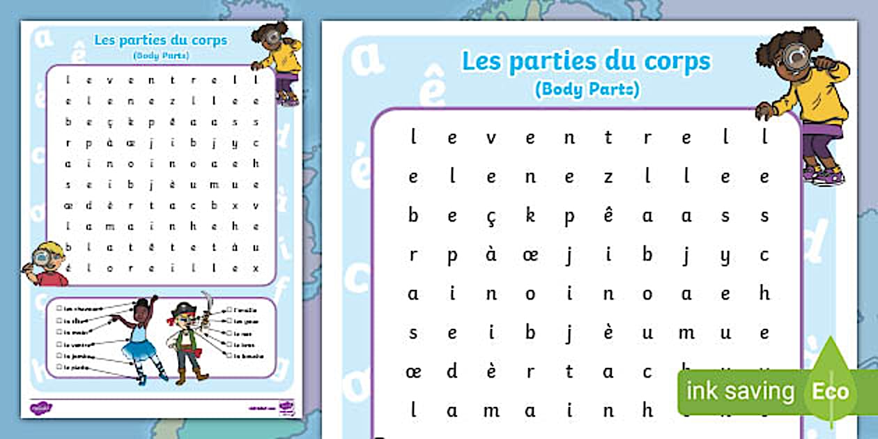French Body Parts Word Search (teacher made) - Twinkl