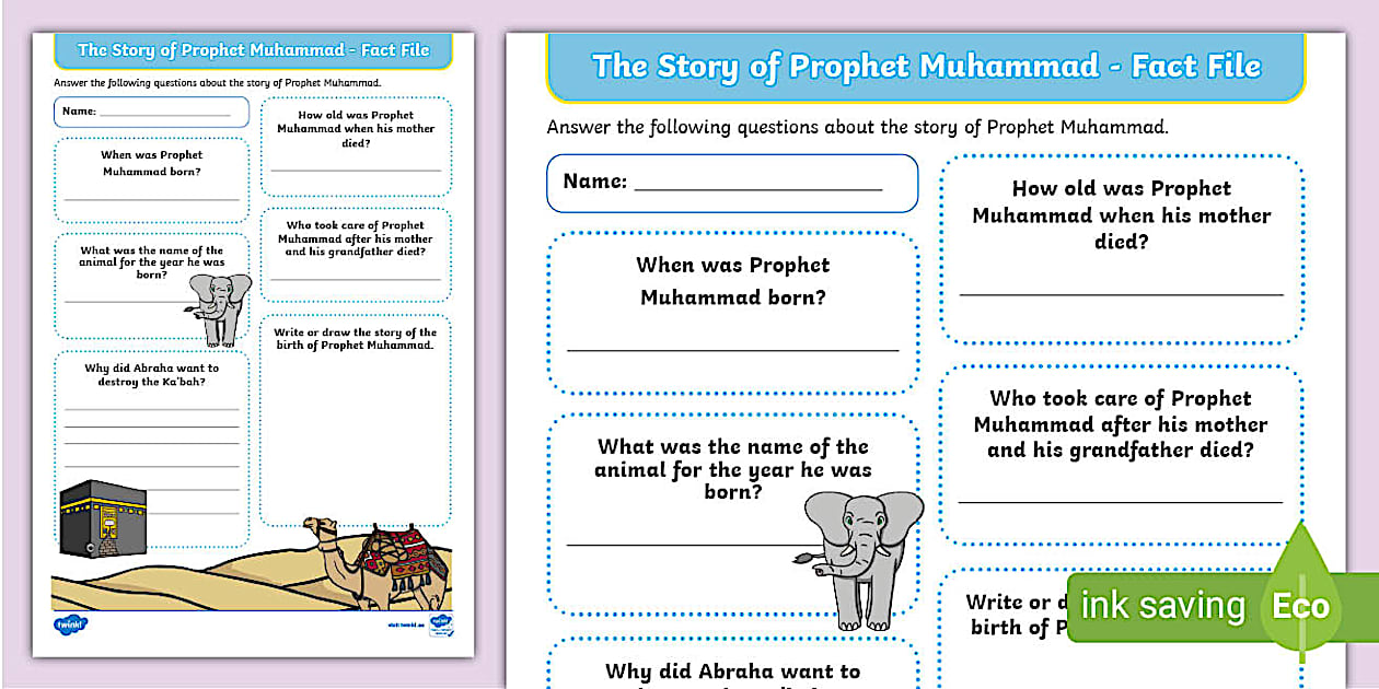 The Story of Prophet Muhammad Fact File (teacher made)