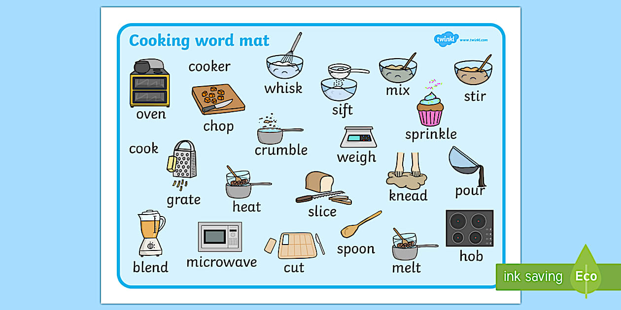 Cooking Word Mat (teacher made) - Twinkl