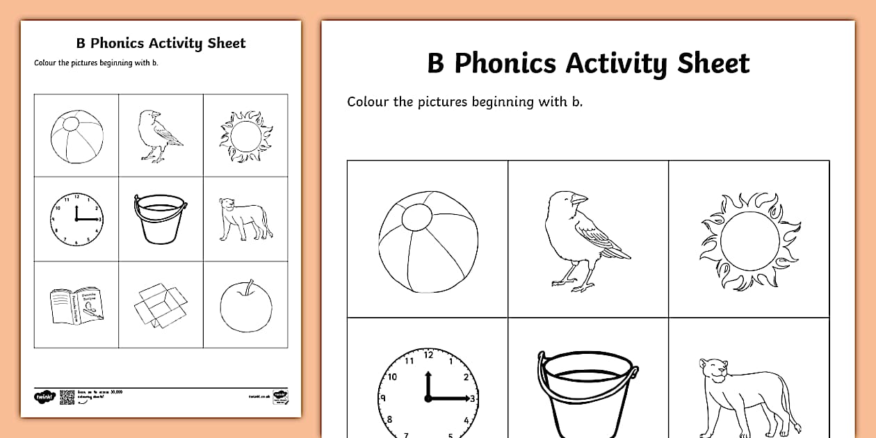 Phonics b Sound | Colouring Worksheet | Primary Resources