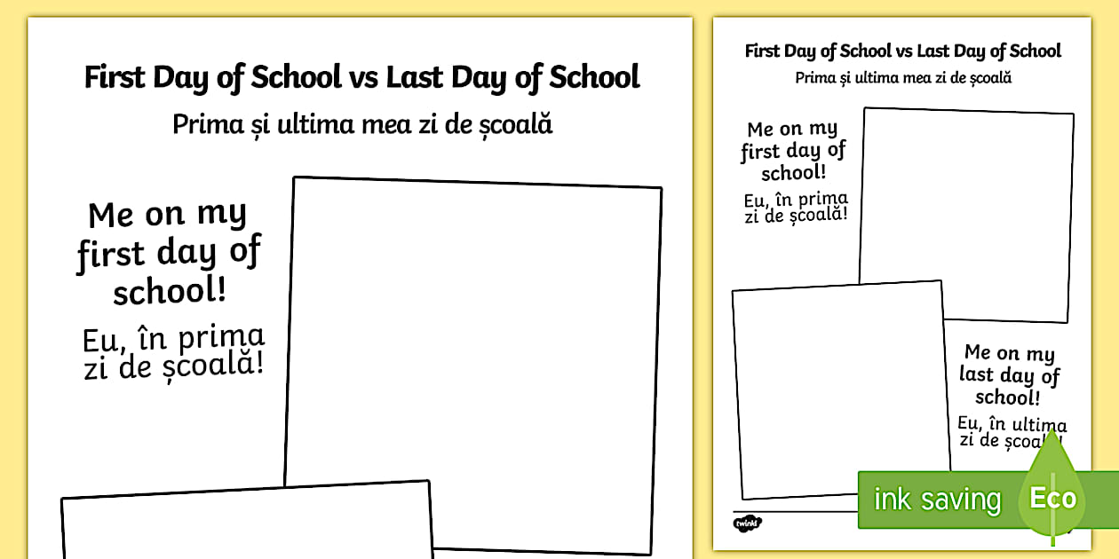 First Day of School vs Last Day of School Picture Frame English/Romanian