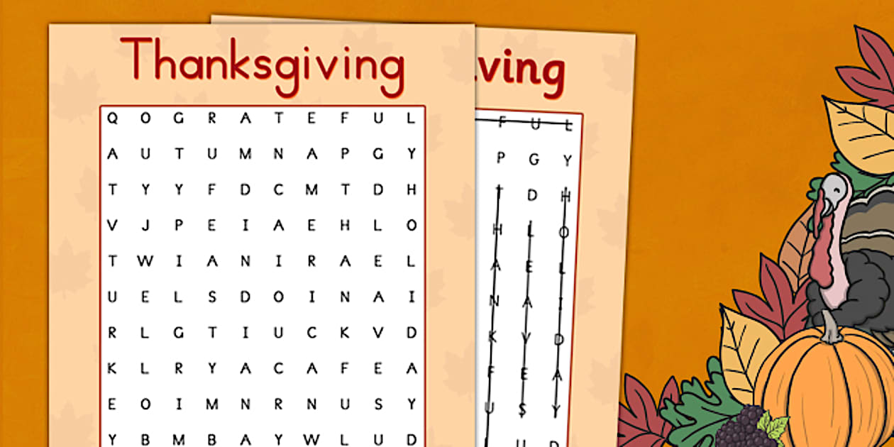 Black and White Thanksgiving Word Search USA (teacher made)