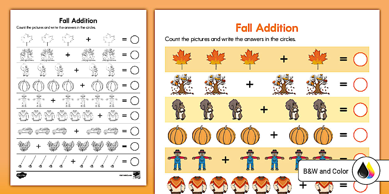 Fall Math Worksheets | Twinkl Canada (teacher made) - Twinkl