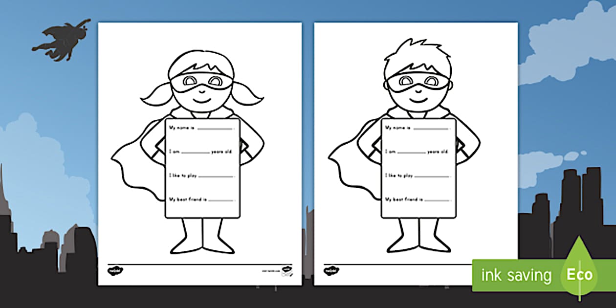 Editable All About Me Superhero Worksheet - Twinkl