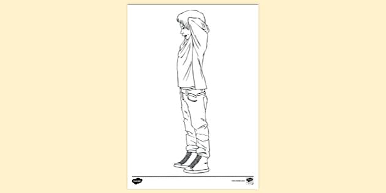 Child Boy Stood Talking Colouring | Colouring Sheets