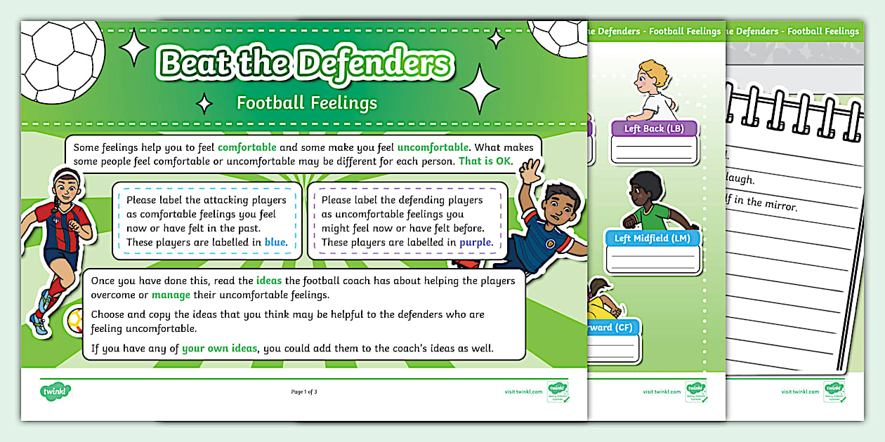 Beat the Defenders - Football Feelings Activity - Twinkl
