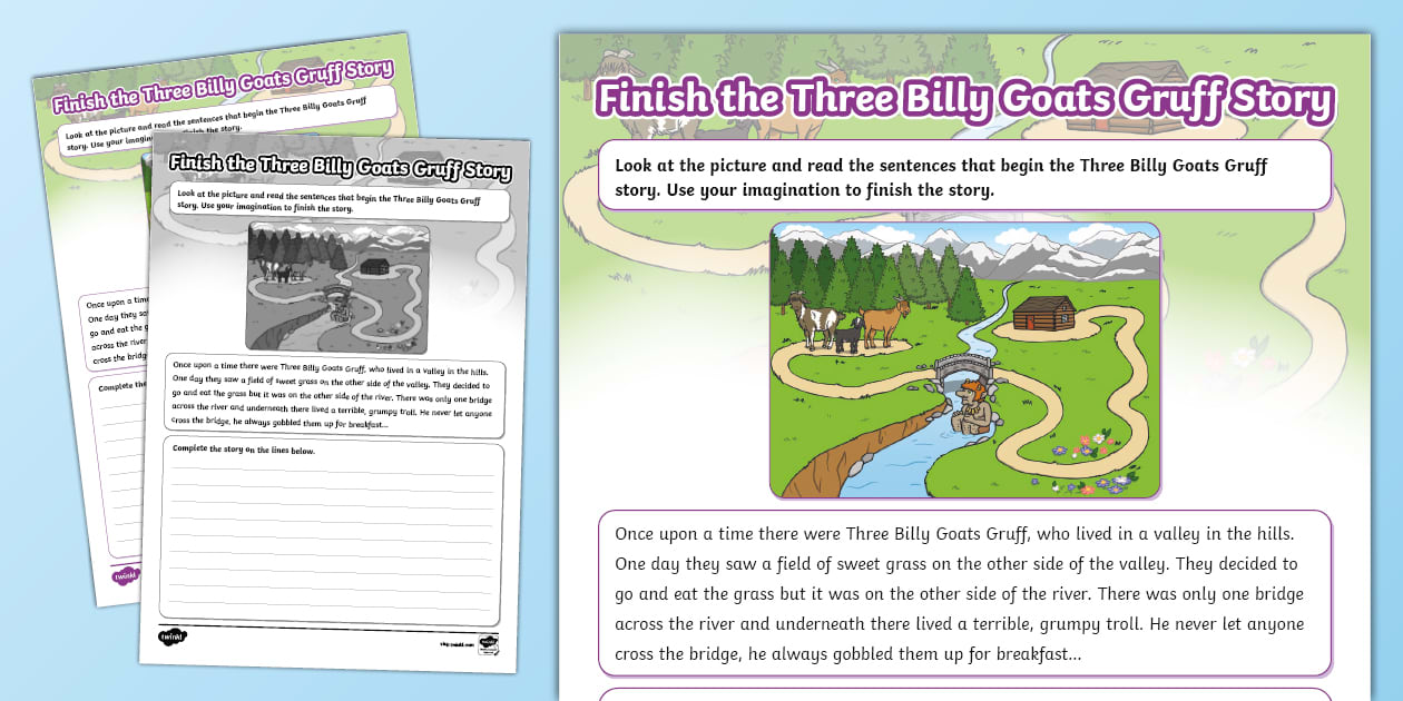 Finish the Three Billy Goats Gruff Story Writing Template