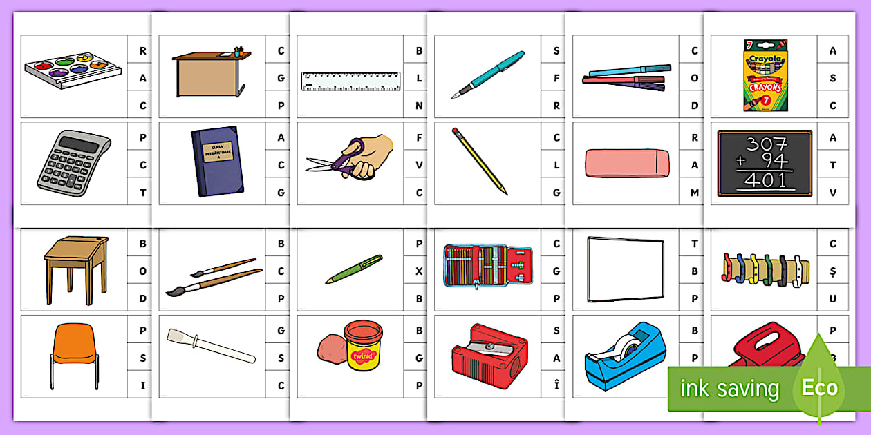 Marcheză litera corespunzătoare primului sunet: Rechizite și obiecte ...