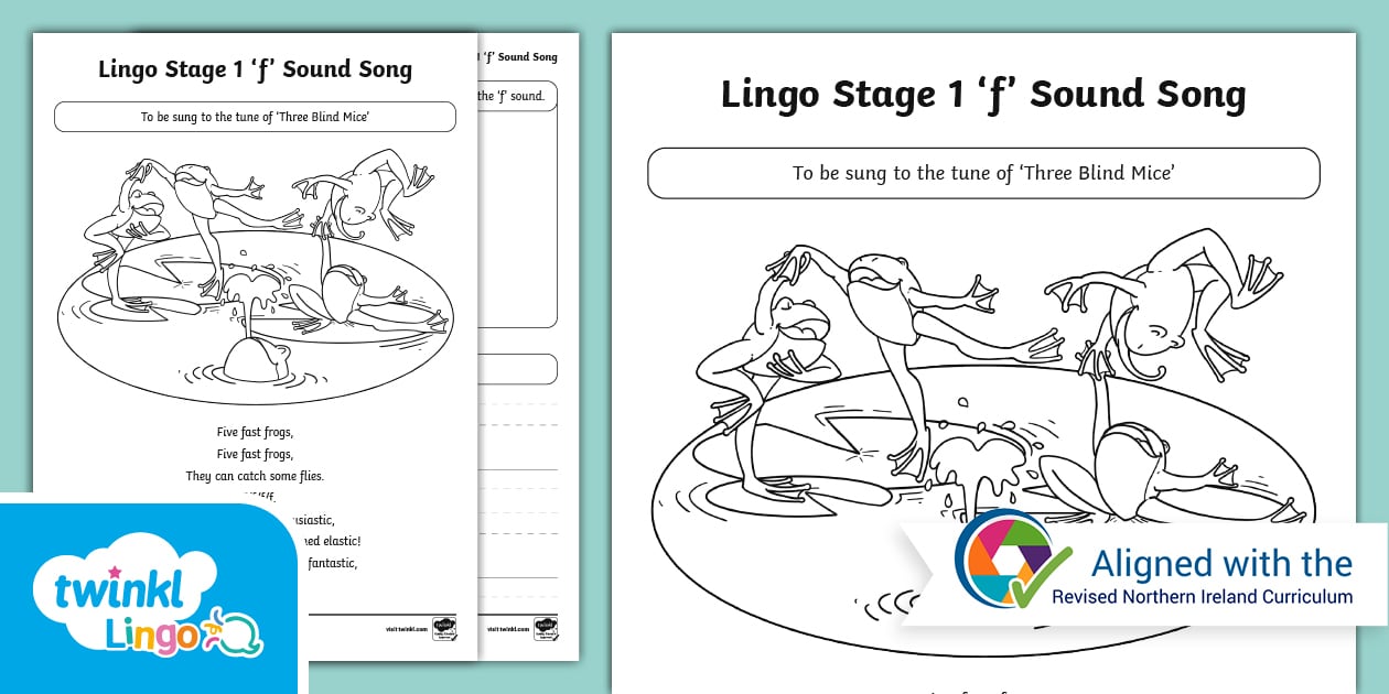 Lingo Stage 1 'f' Sound Song Activity Sheets - Twinkl
