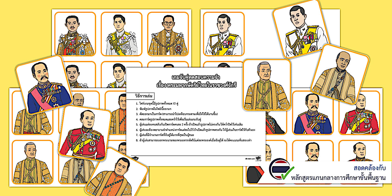 เกมทดสอบความจำ เรื่อง พระมหากษัตริย์แห่งราชวงค์จักรี - Chakri Monarchs ...