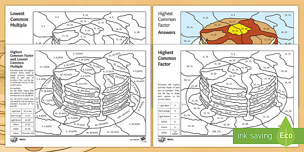 HCF And LCM Worksheets PDF - Beyond Maths - Easter - Twinkl