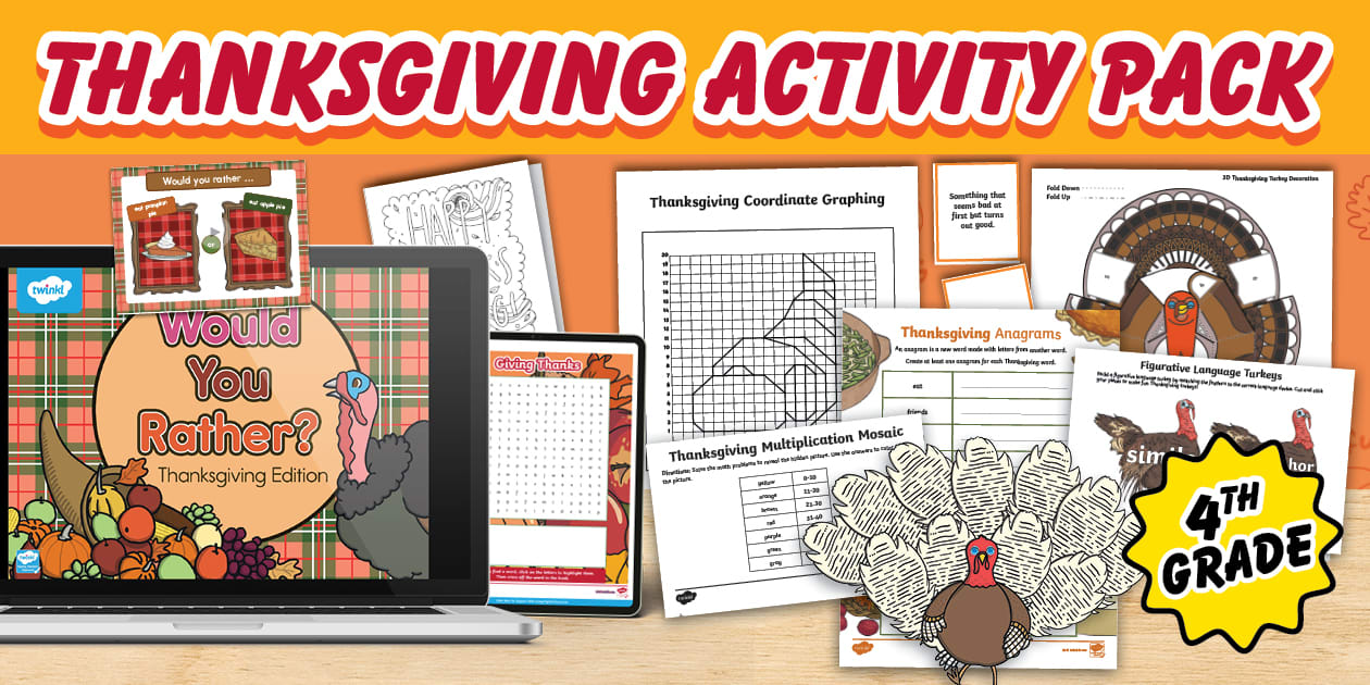 Fourth Grade Thanksgiving Activity Pack
