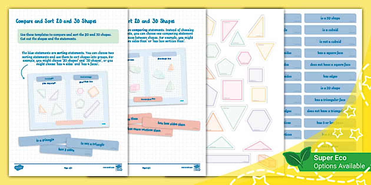 Compare and Sort 2D and 3D Shapes (Ages 6 - 7) - Twinkl