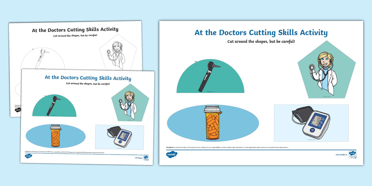 At the Doctors Cutting Skills Activity (teacher made)