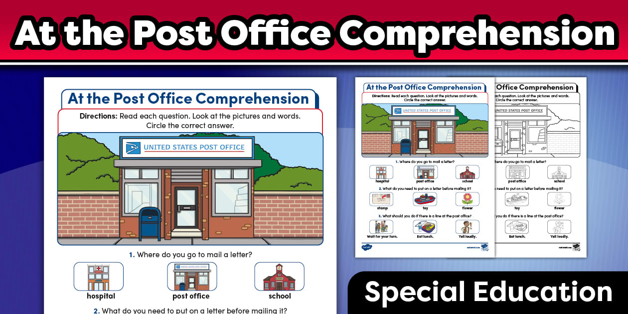 Life Skills: At the Post Office Comprehension Worksheet