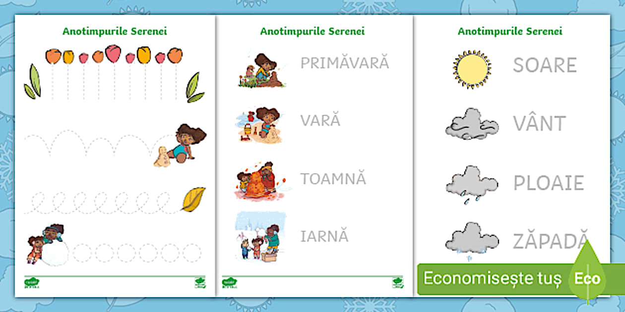 Anotimpurile Serenei – Fișe cu elemente grafice și cuvinte