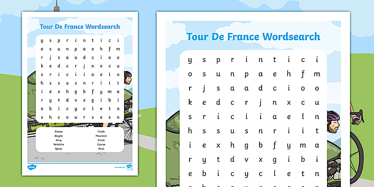 Higher Ability Tour de France Themed Differentiated Word Search