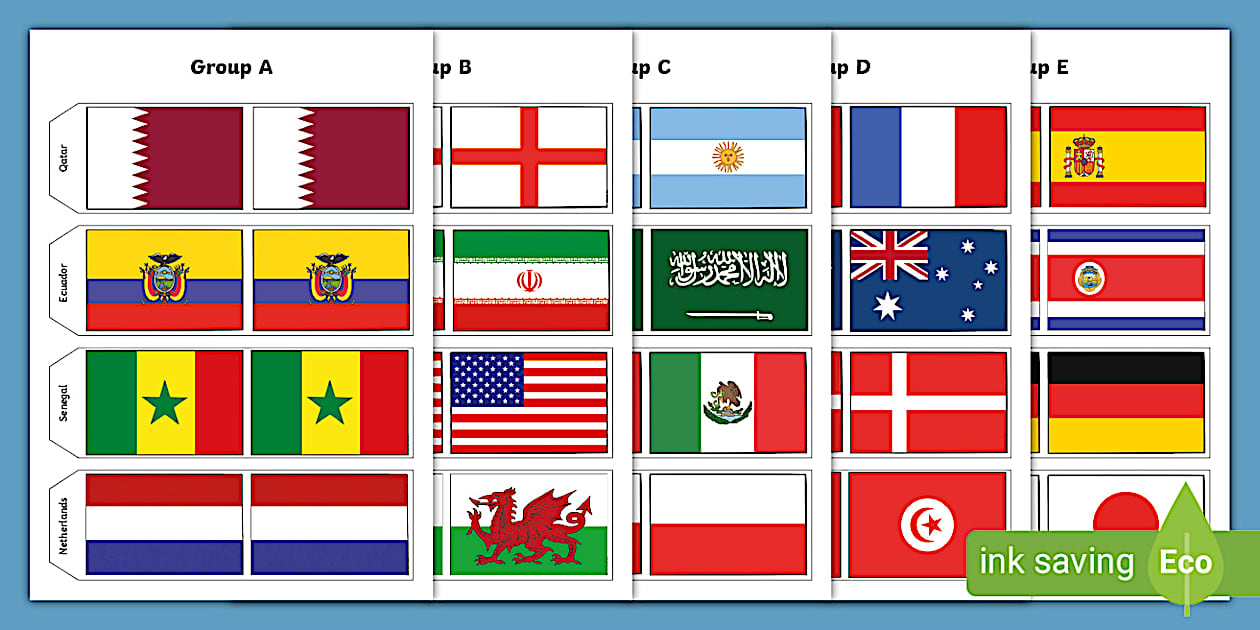 Black and White Men's World Cup Country Flags Paper Chains