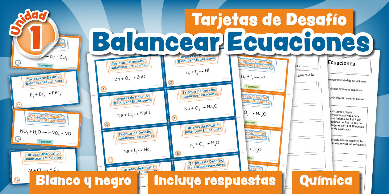 Tarjetas | Desafío | Balancear | Ecuaciones | I° Medio