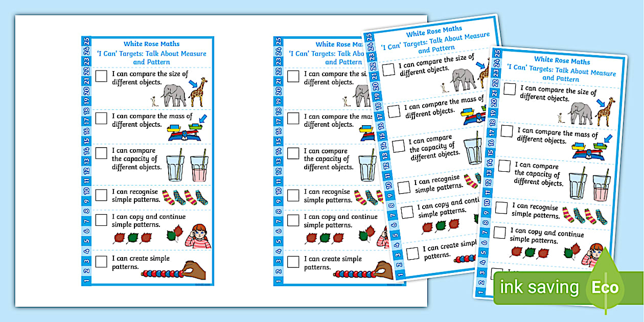 EYFS 'I Can' Targets White Rose Maths: Measure and Pattern