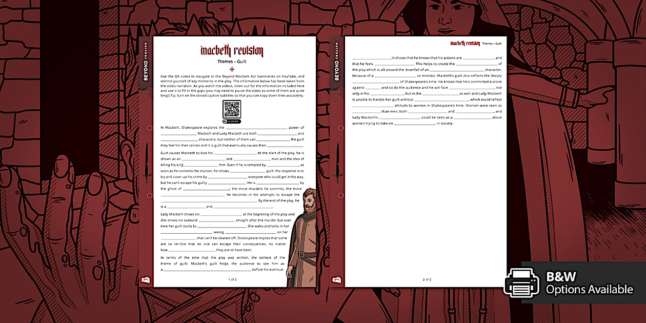 Macbeth: Themes - Guilt Cloze Activity (Teacher-Made)