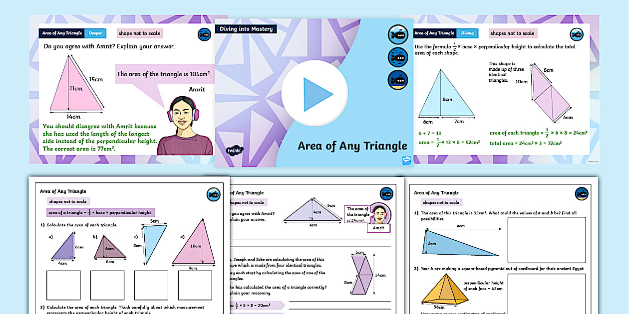 👉 Y6 DiM: Step 5 Area of Any Triangle Teaching Pack
