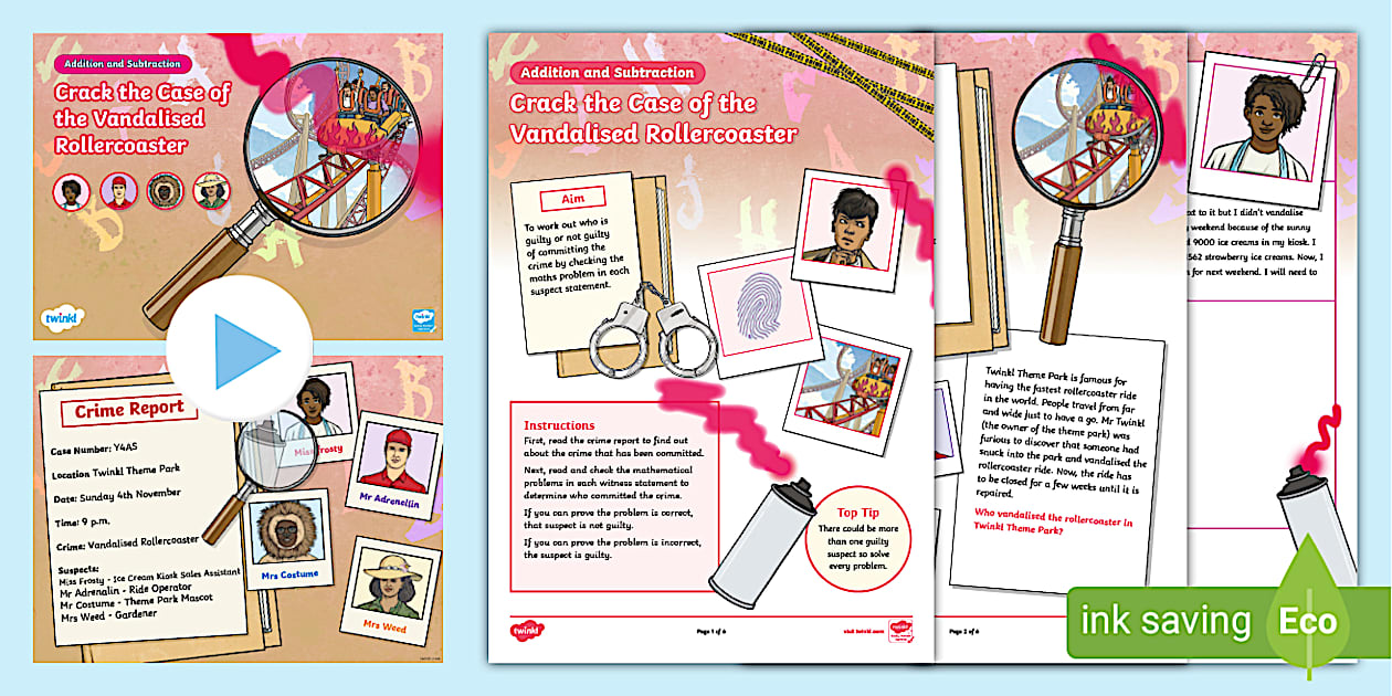 👉 Y4 Addition and Subtraction Crack the Case Activity Pack