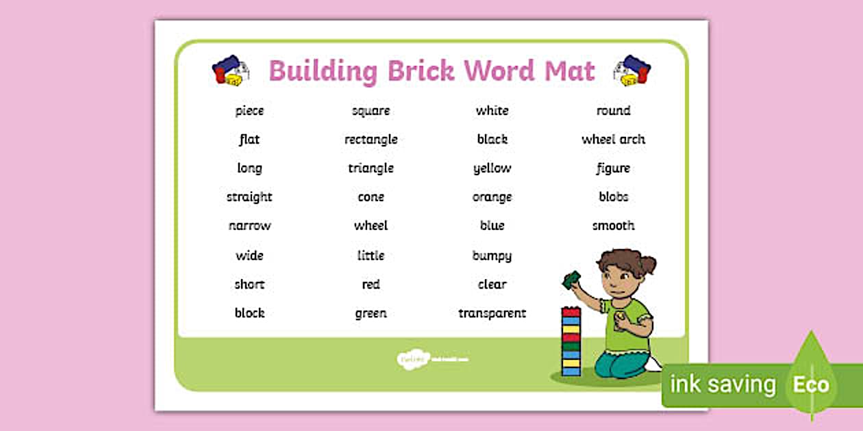 Building Bricks Therapy Word Mat - Twinkl