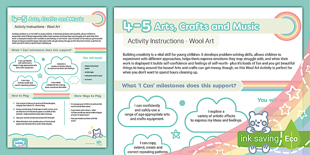 Age 4-5 Arts, Crafts and Music Wool Art Activity