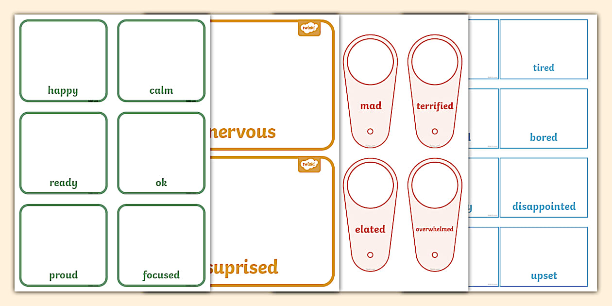 Sensory Pathway Blank Emotions Cards Display Pack - Twinkl