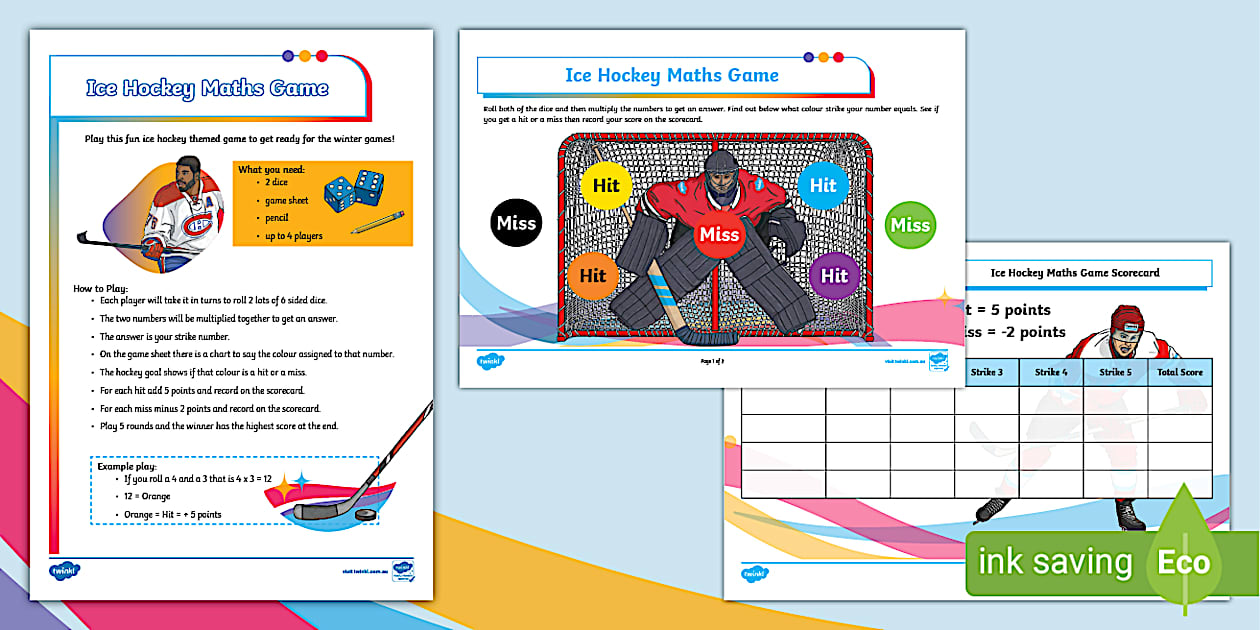 Ice Hockey Maths Game (teacher made) - Twinkl
