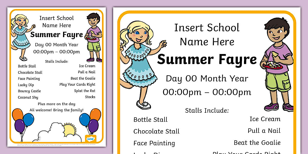 Editable School Summer Fayre Poster