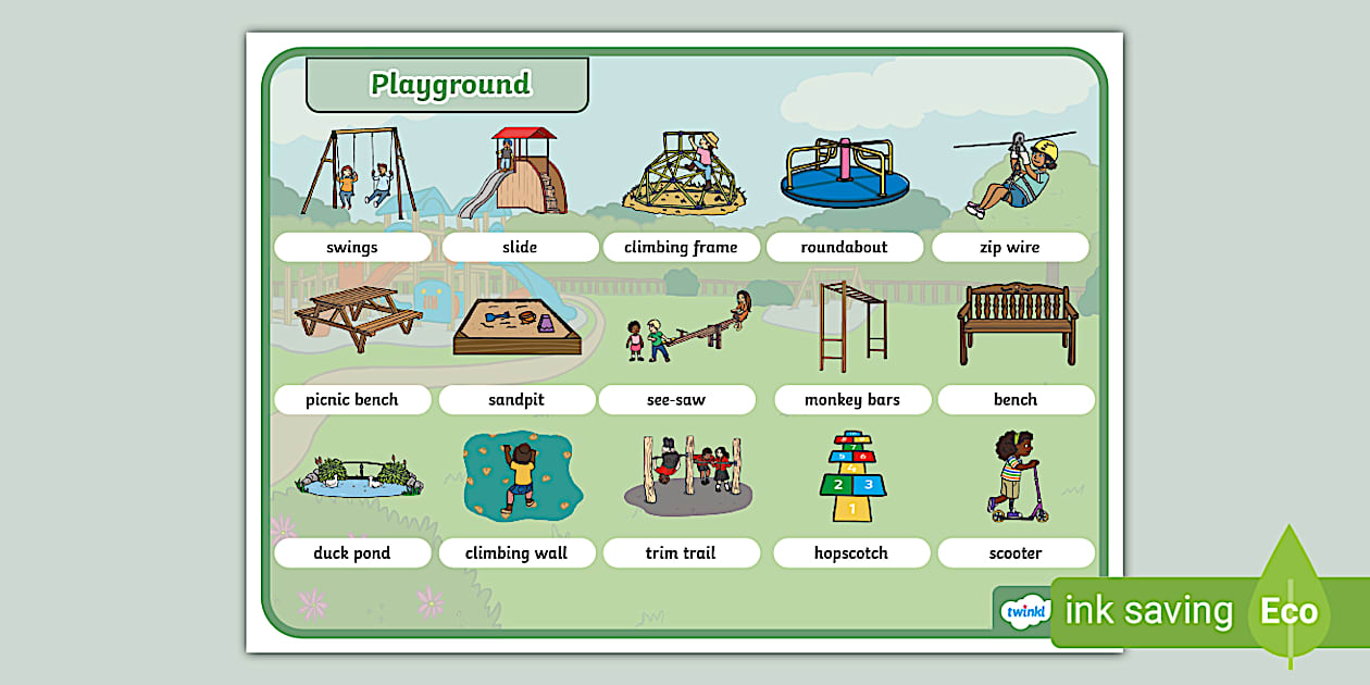 Playground Word Mat (teacher made) - Twinkl