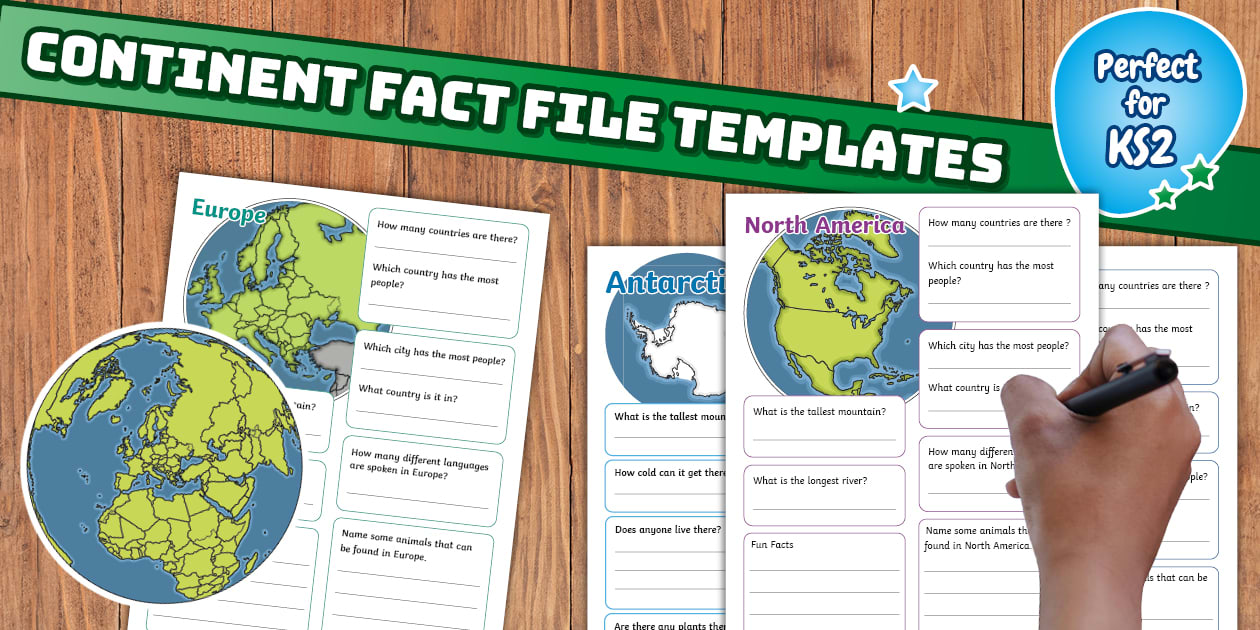 Continent Fact File Templates Pack, Continents