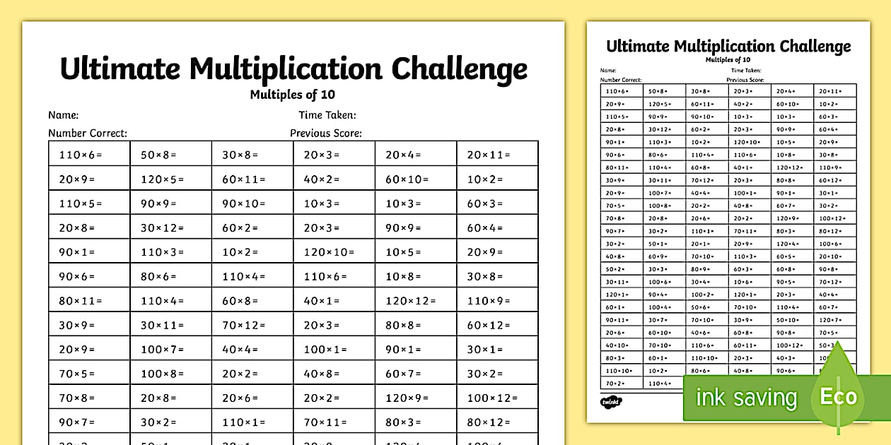 Ultimate Multiples of 10 Worksheet (teacher made) - Twinkl