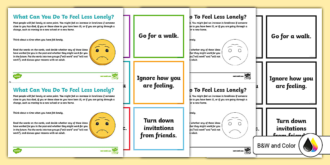 What Can You Do to Feel Less Lonely? Worksheet - Twinkl